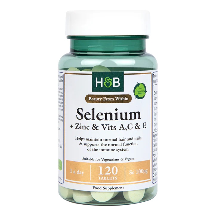 Holland & Barrett - Selenium + Zinc & Vits A,C & E, 100mcg - 120 tabs ...